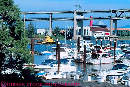 OSMI background I 5 bridge and marina Willamette River Portland Oregon Stock Photo 18226